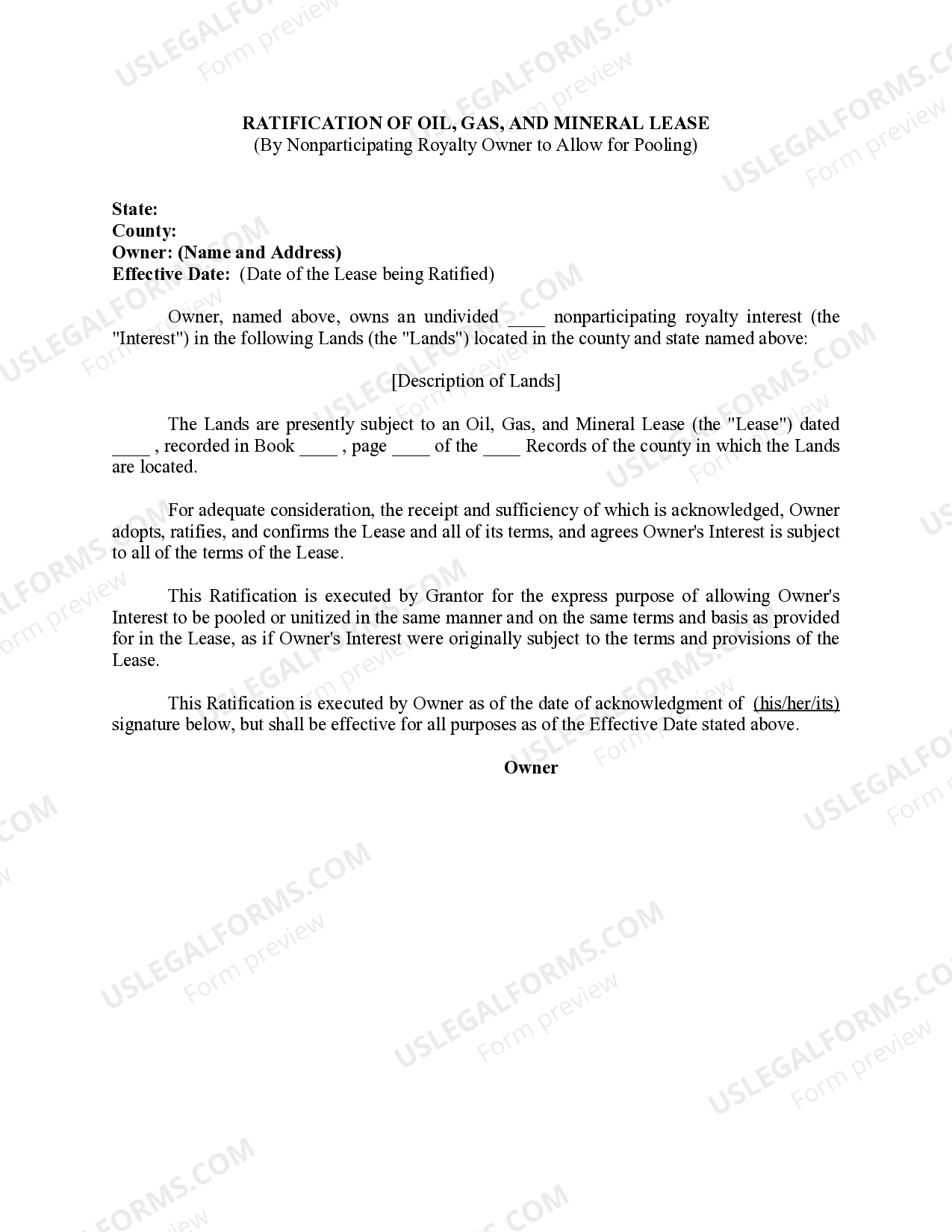 Ratification of Oil, Gas - Non Participating Royalty Interest | US ...