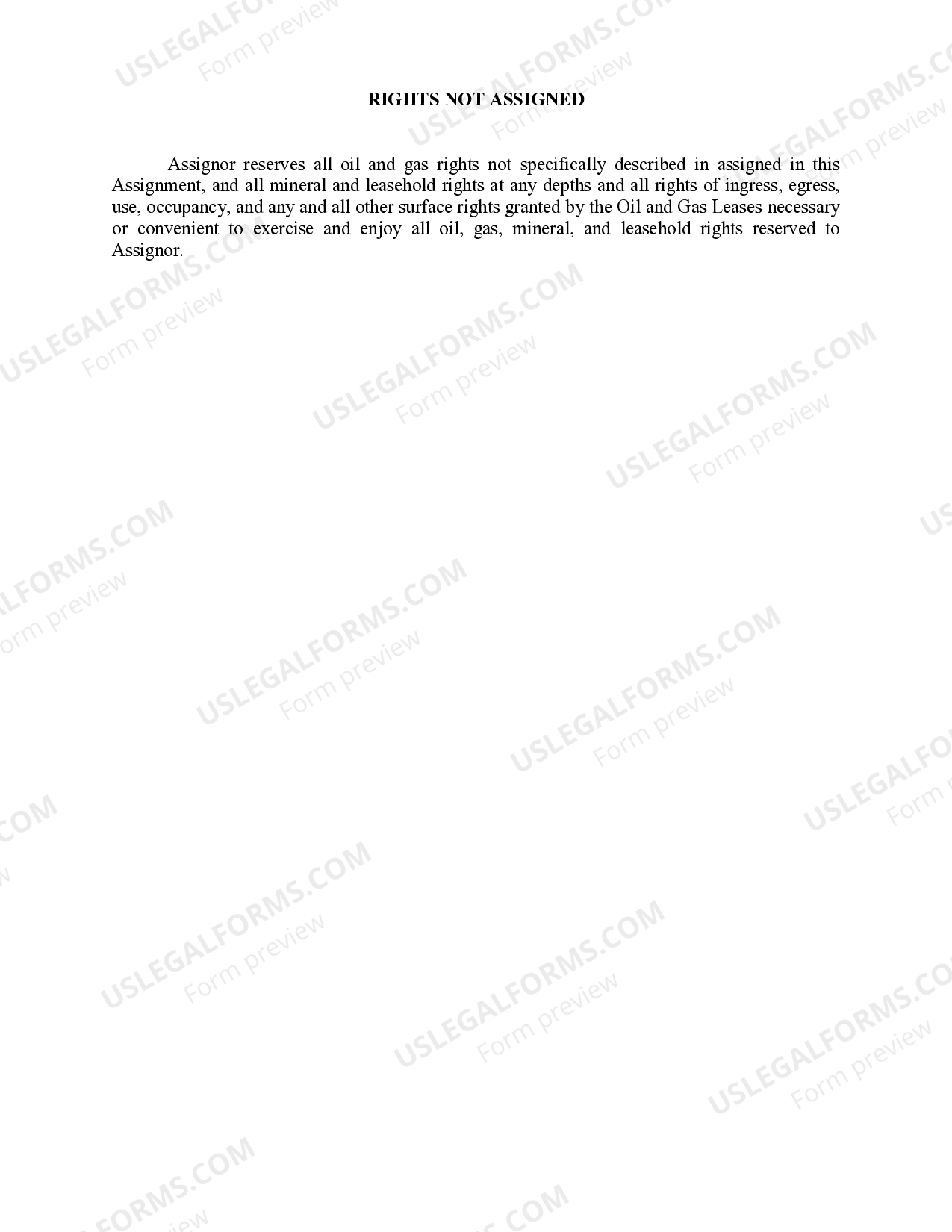 Rights Not Assigned | US Legal Forms