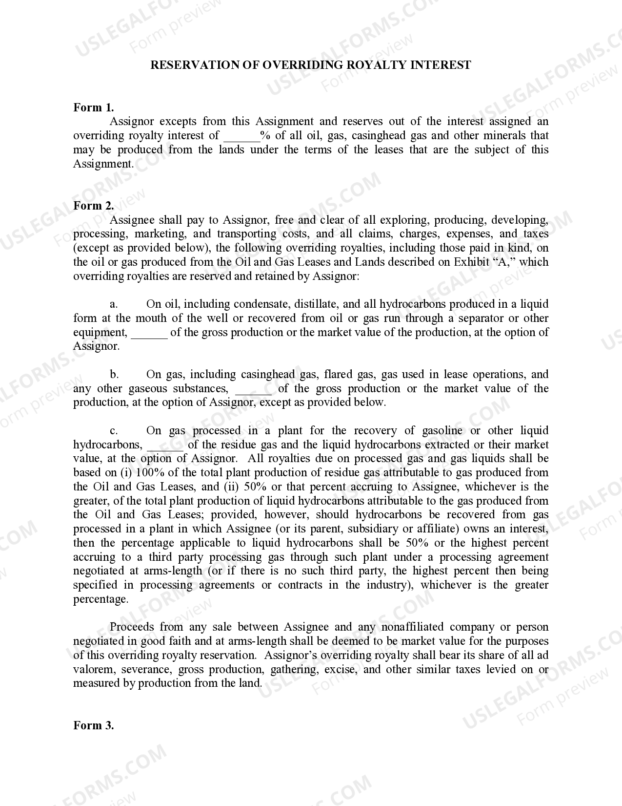 Reservation of Overriding Royalty Interest | US Legal Forms