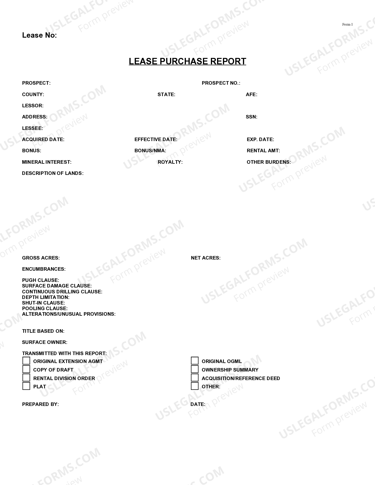 Lease Purchase Report | US Legal Forms