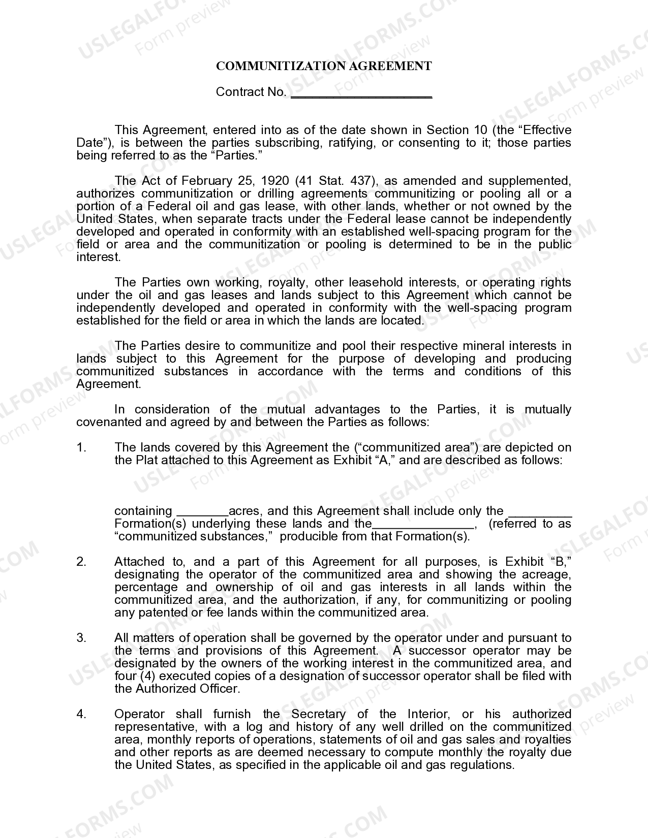 Blm Communitization Agreement Form