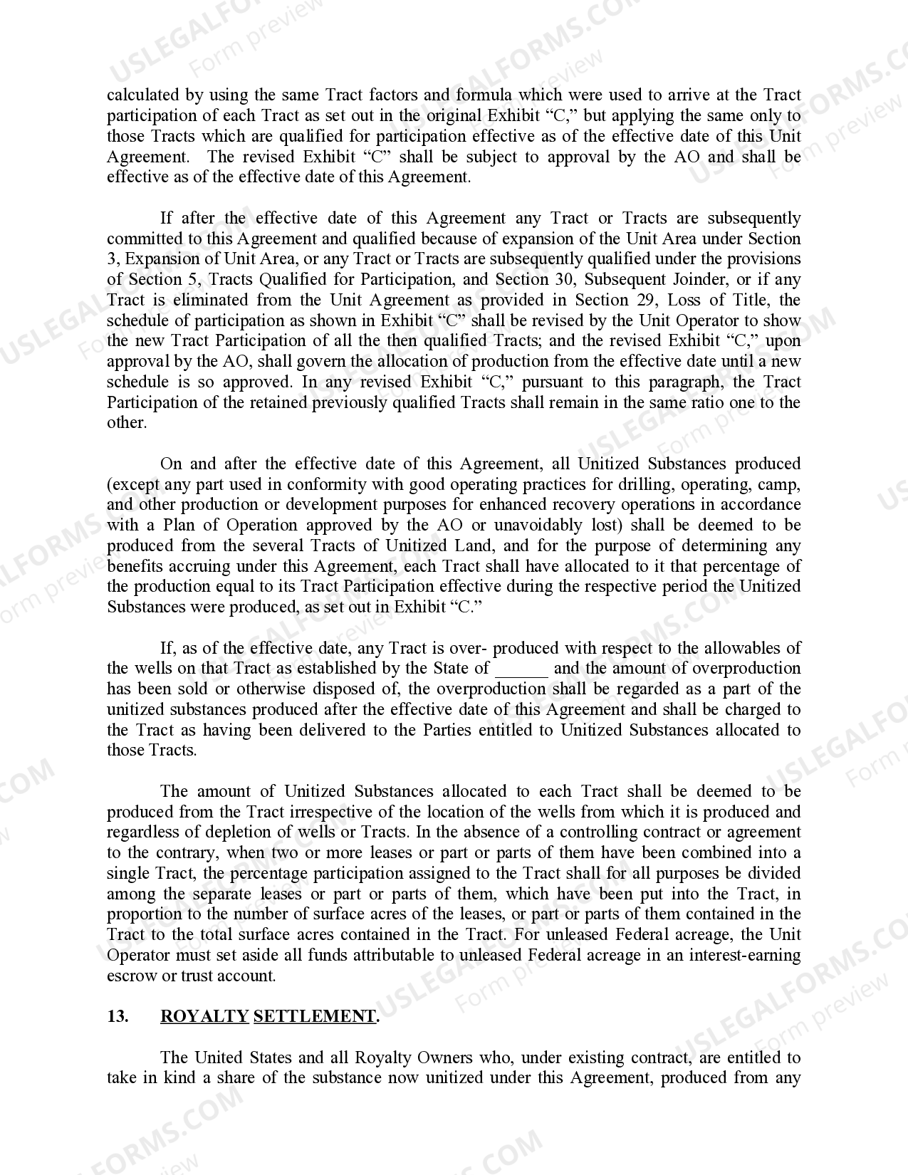 Unit Agreement and Plan of Unitization | US Legal Forms