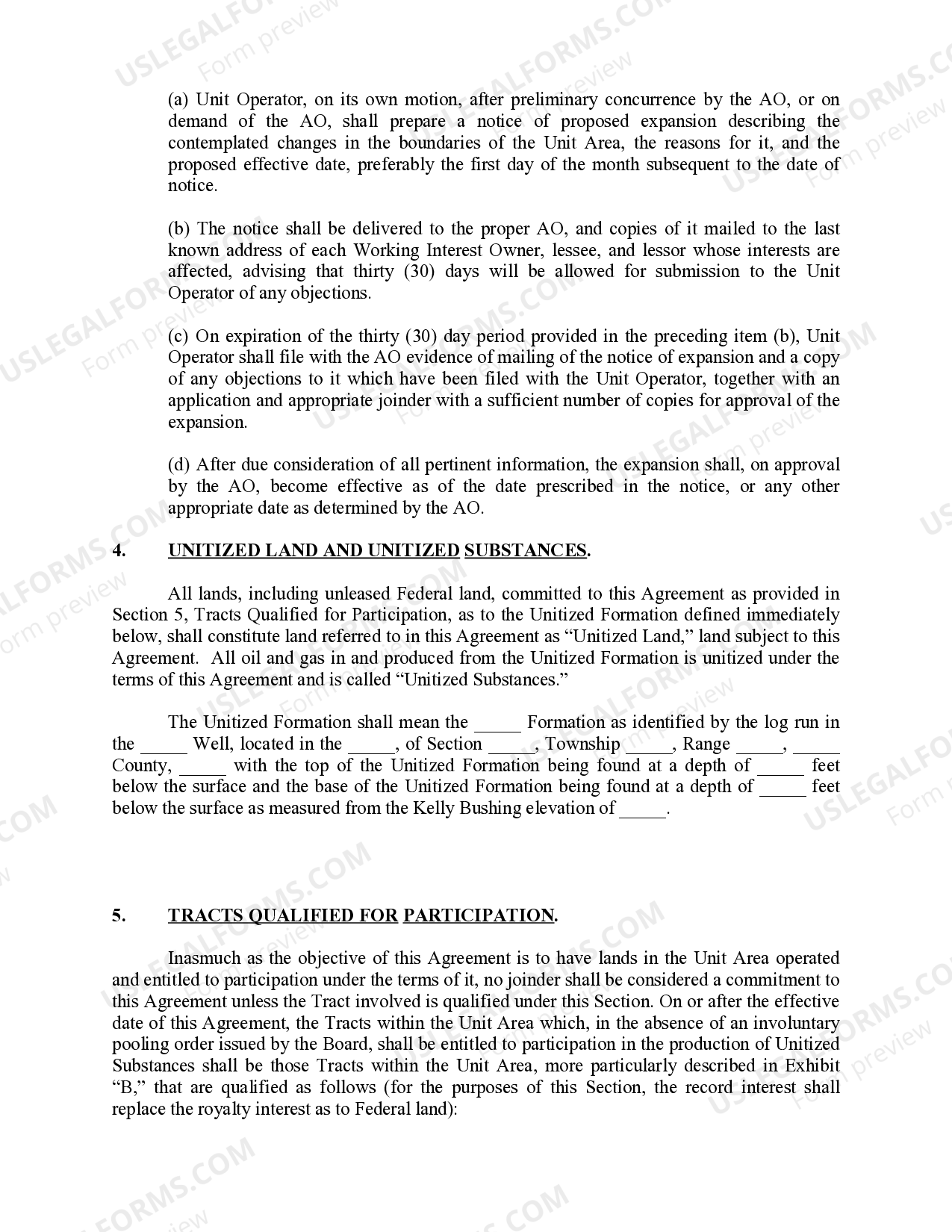Unit Agreement and Plan of Unitization | US Legal Forms