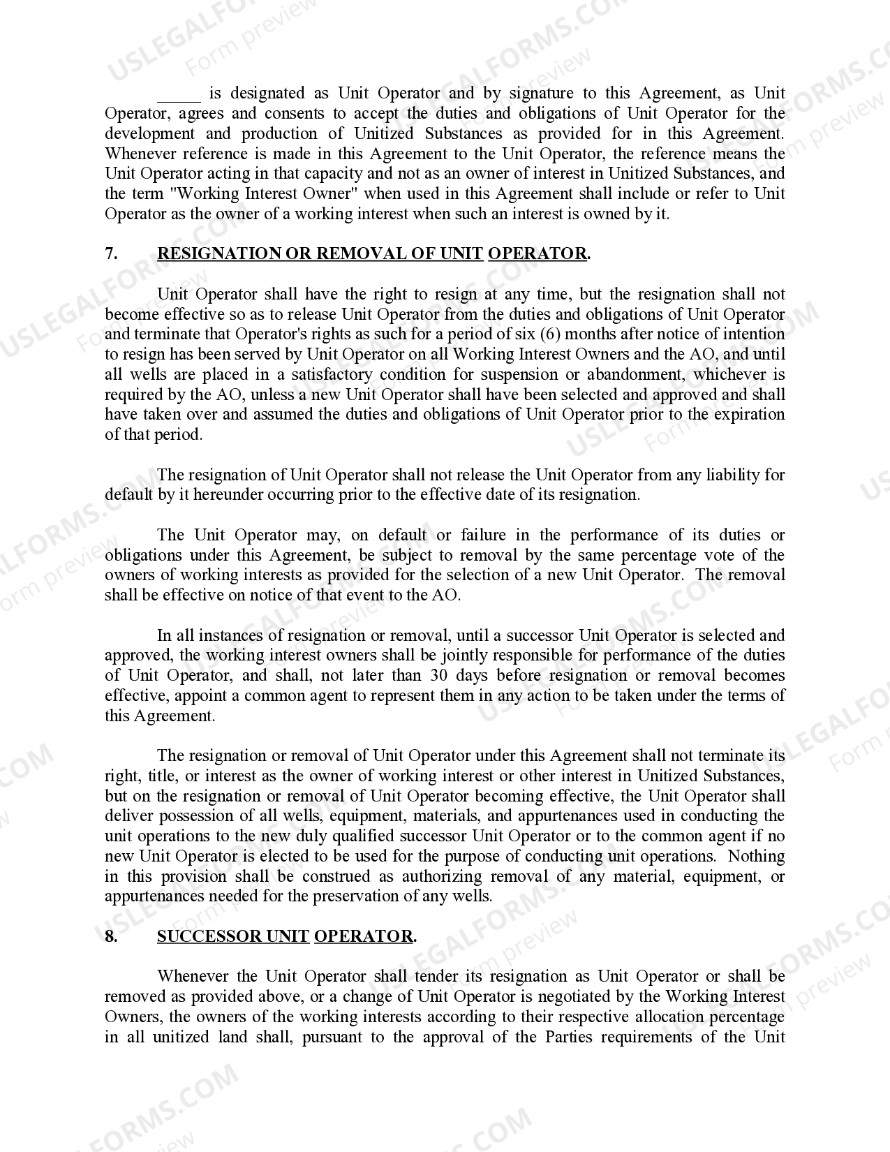 Unit Agreement and Plan of Unitization | US Legal Forms