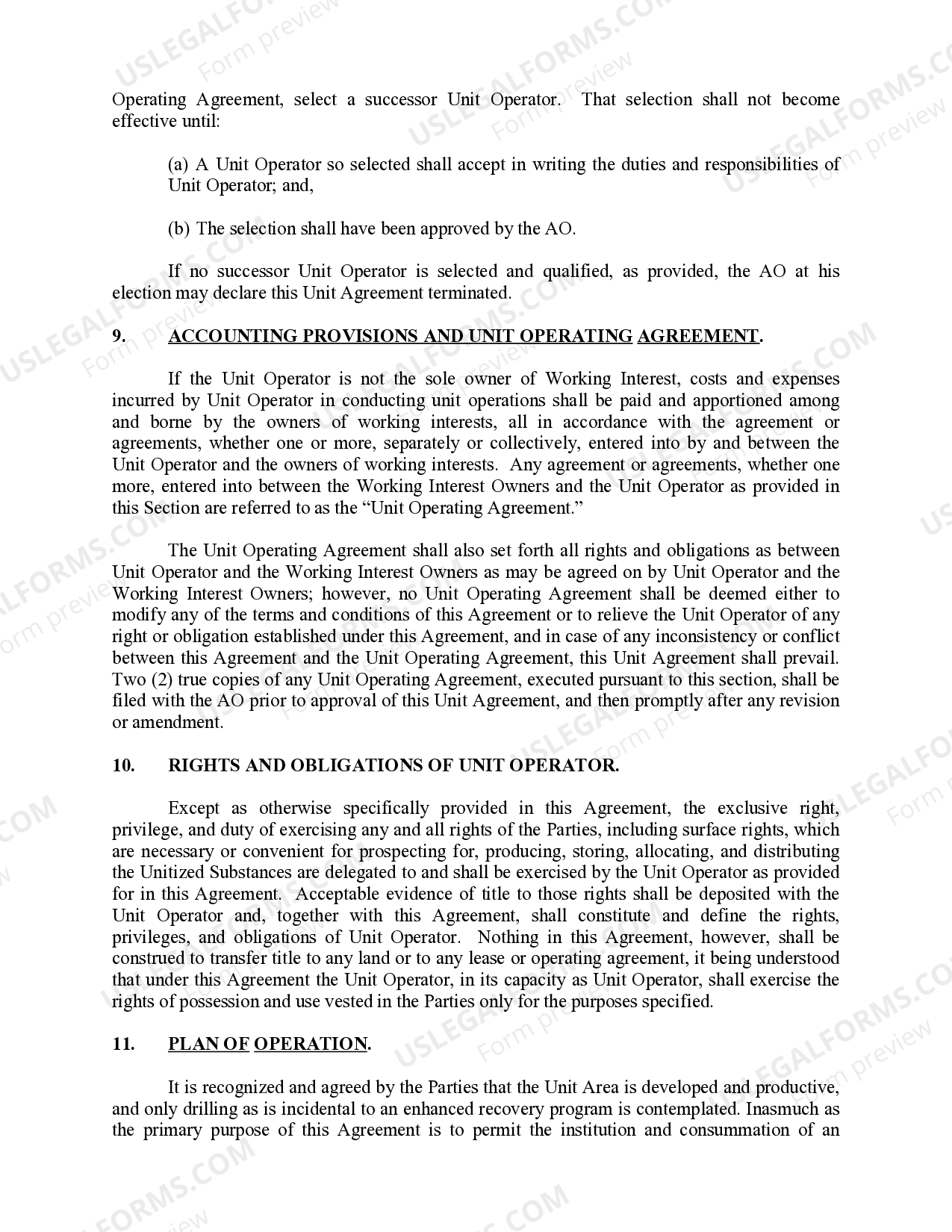 Unit Agreement and Plan of Unitization | US Legal Forms