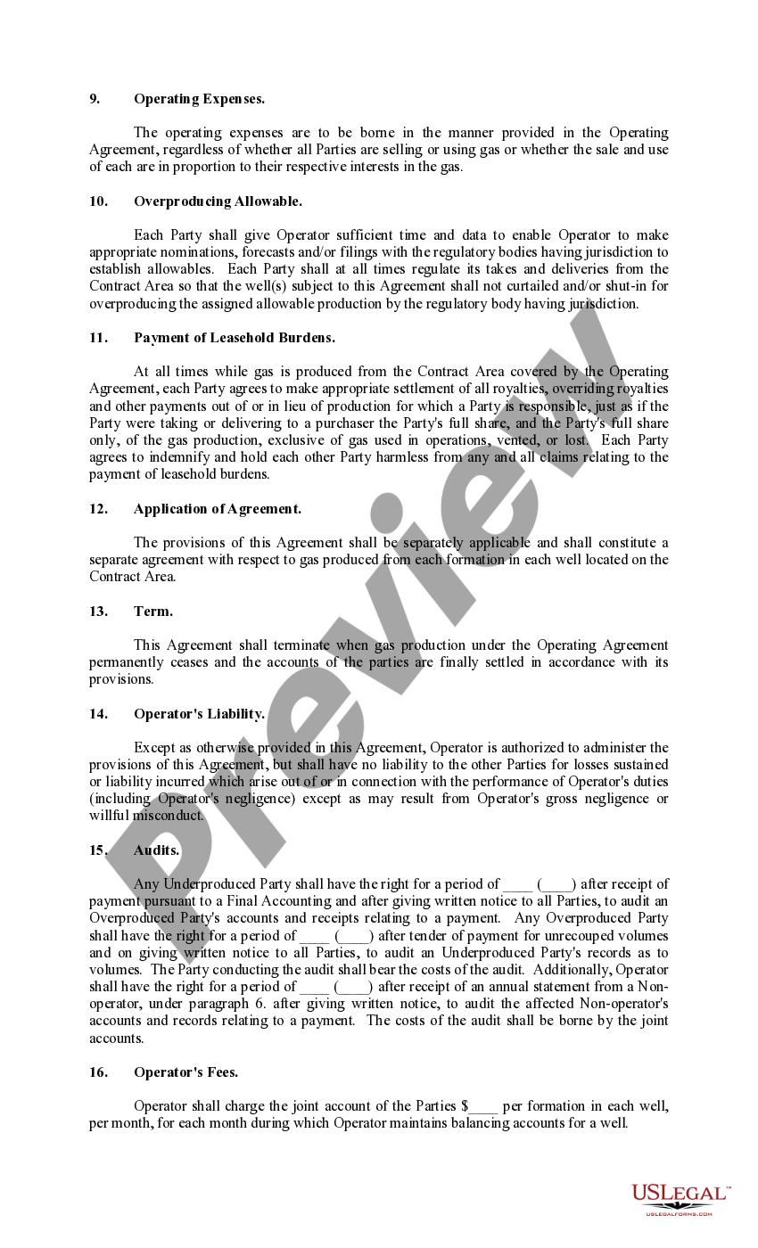 Sacramento California Exhibit E To Operating Agreement Gas Balancing sacramento-california-exhibit-e-to-operating-agreement-gas-balancing