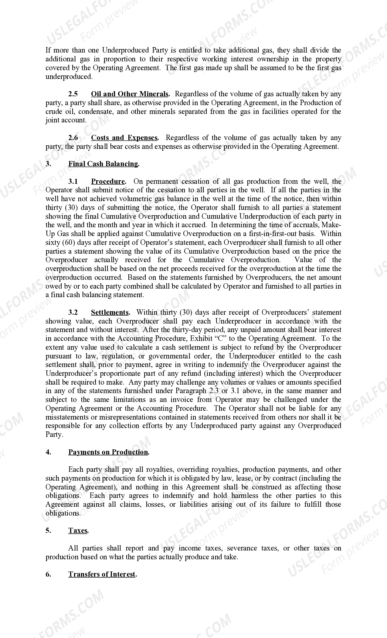 Exhibit E to Operating Agreement Gas Balancing Agreement - Form 4 | US ...