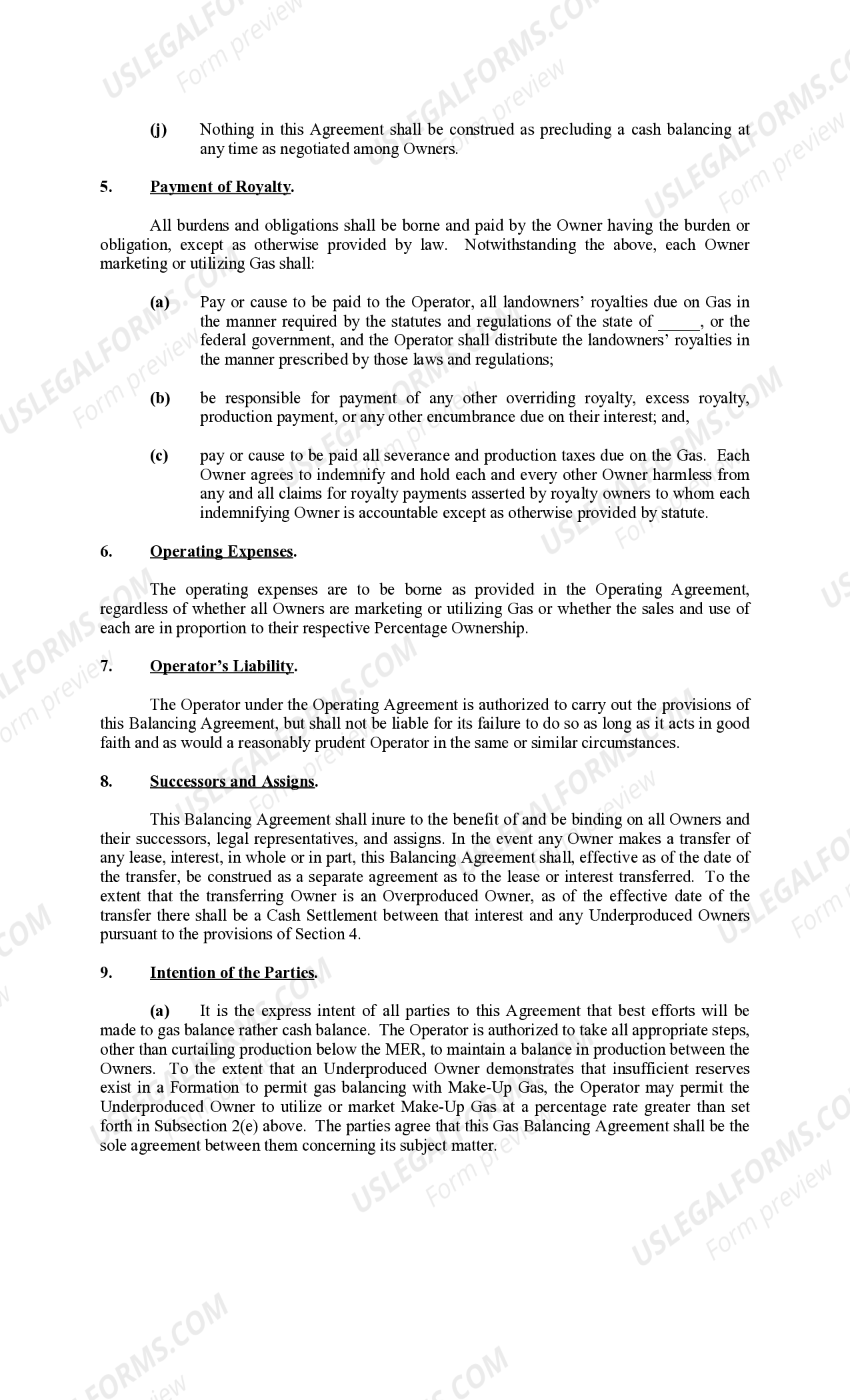Exhibit E to Operating Agreement Gas Balancing Agreement - Form 5 | US ...