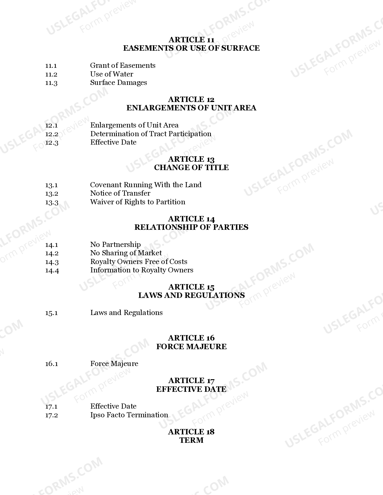 Unit Agreement | US Legal Forms