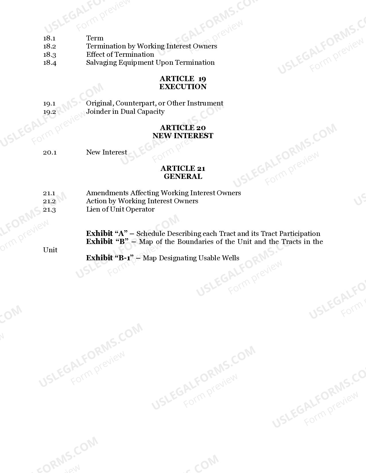 Unit Agreement | US Legal Forms