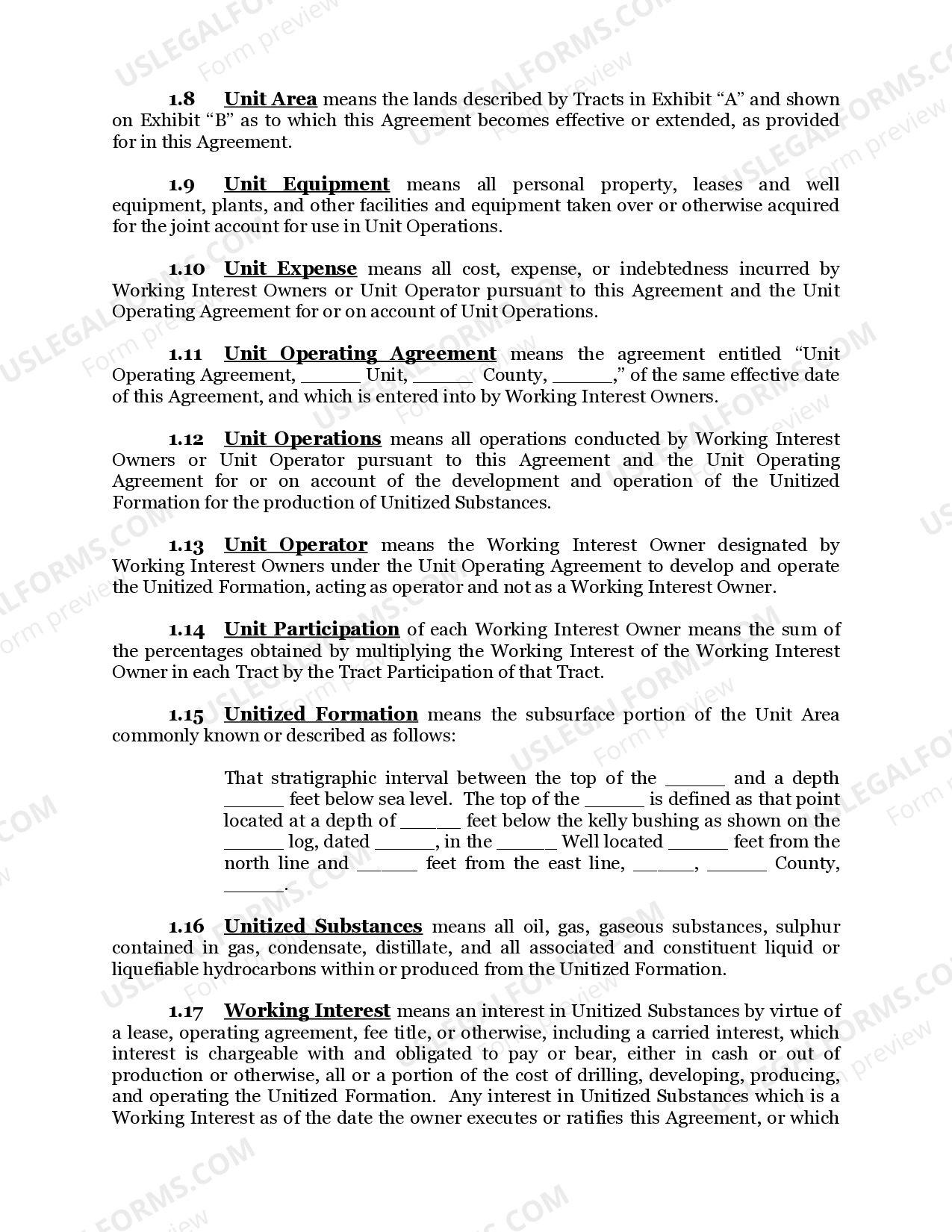 Unit Agreement | US Legal Forms