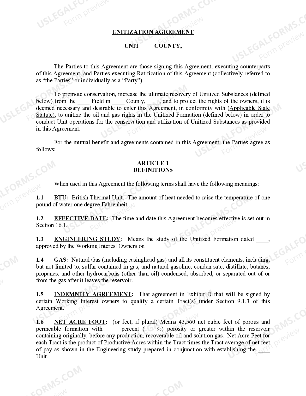 Unitization Agreement - Unitization Agreement | US Legal Forms