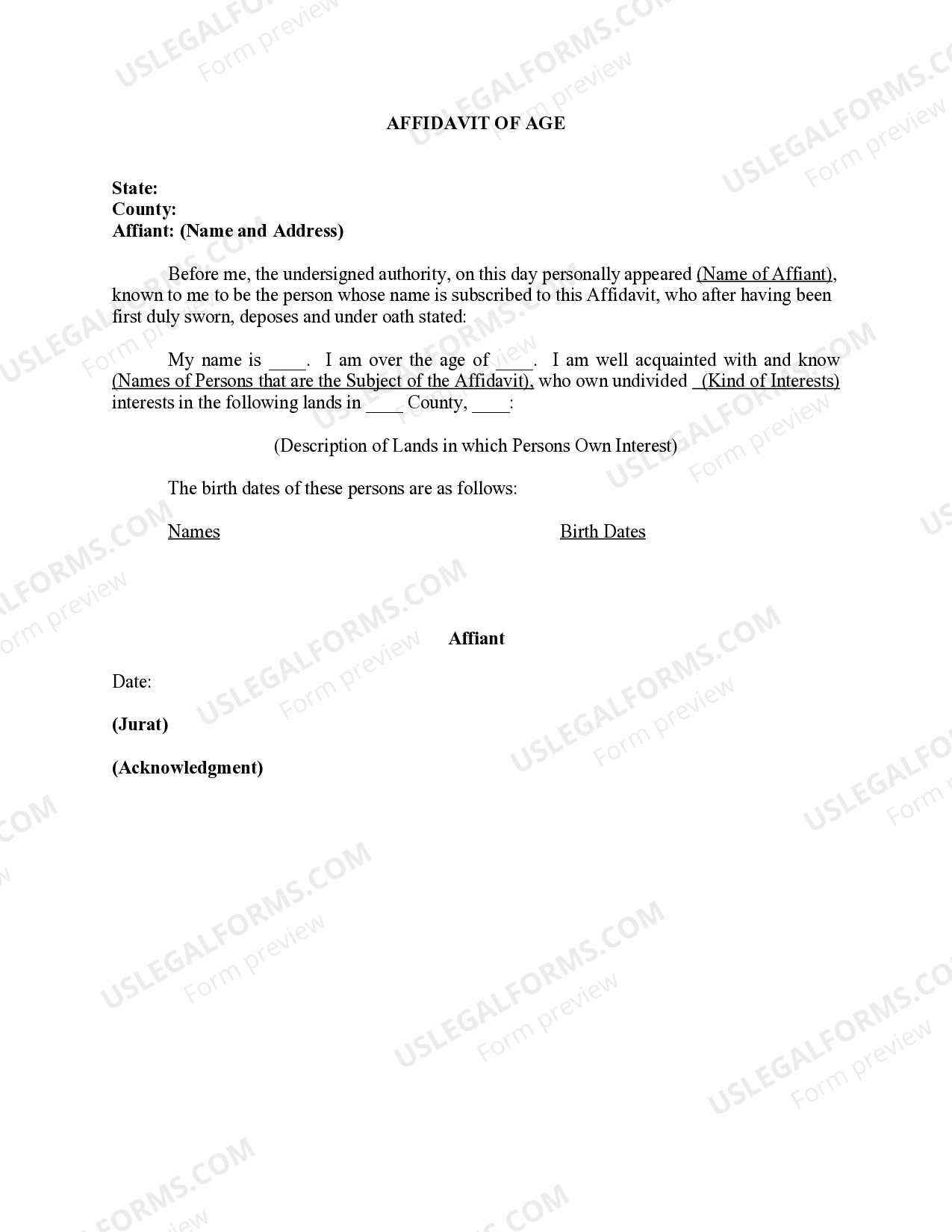 Affidavit Of Age Form Sss | US Legal Forms