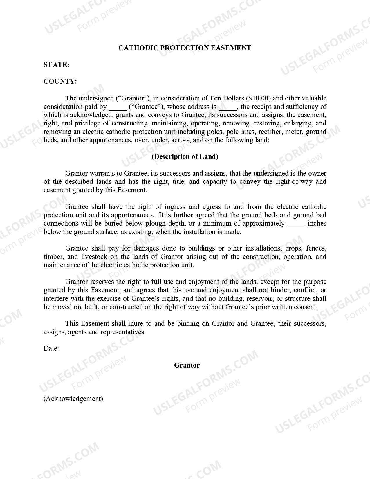 Cathodic Protection Easement | US Legal Forms