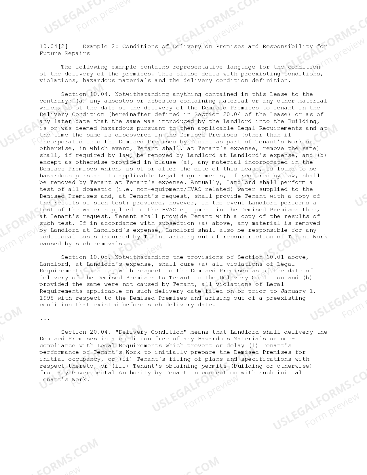 Conditions of Delivery on Premises and Responsibility for Future ...