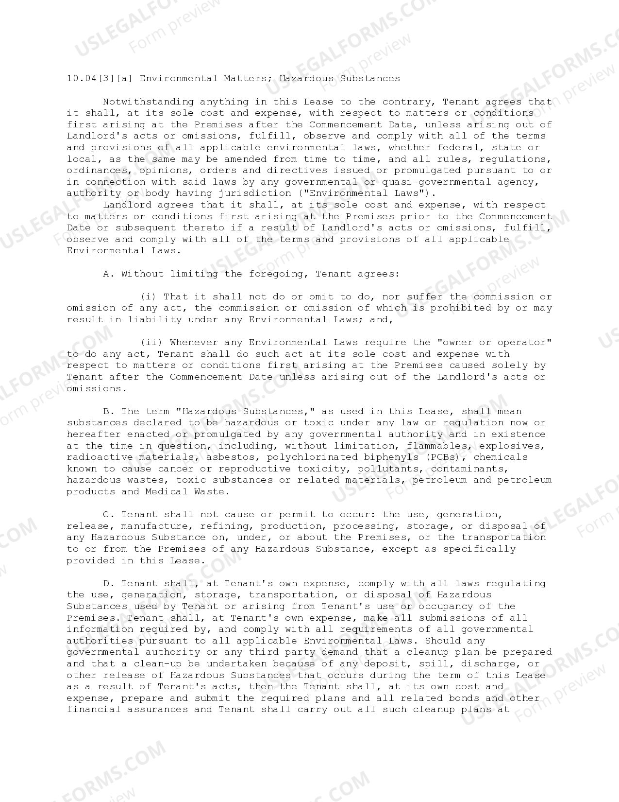 Environmental Matters Hazardous Substances | US Legal Forms