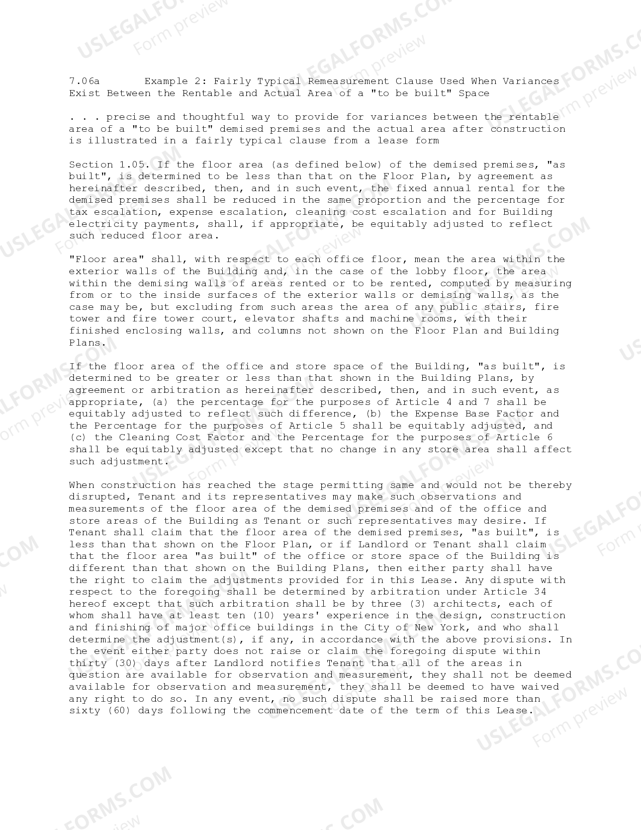 Remeasurement Clause Used When Variances Exist Between the Rentable and ...