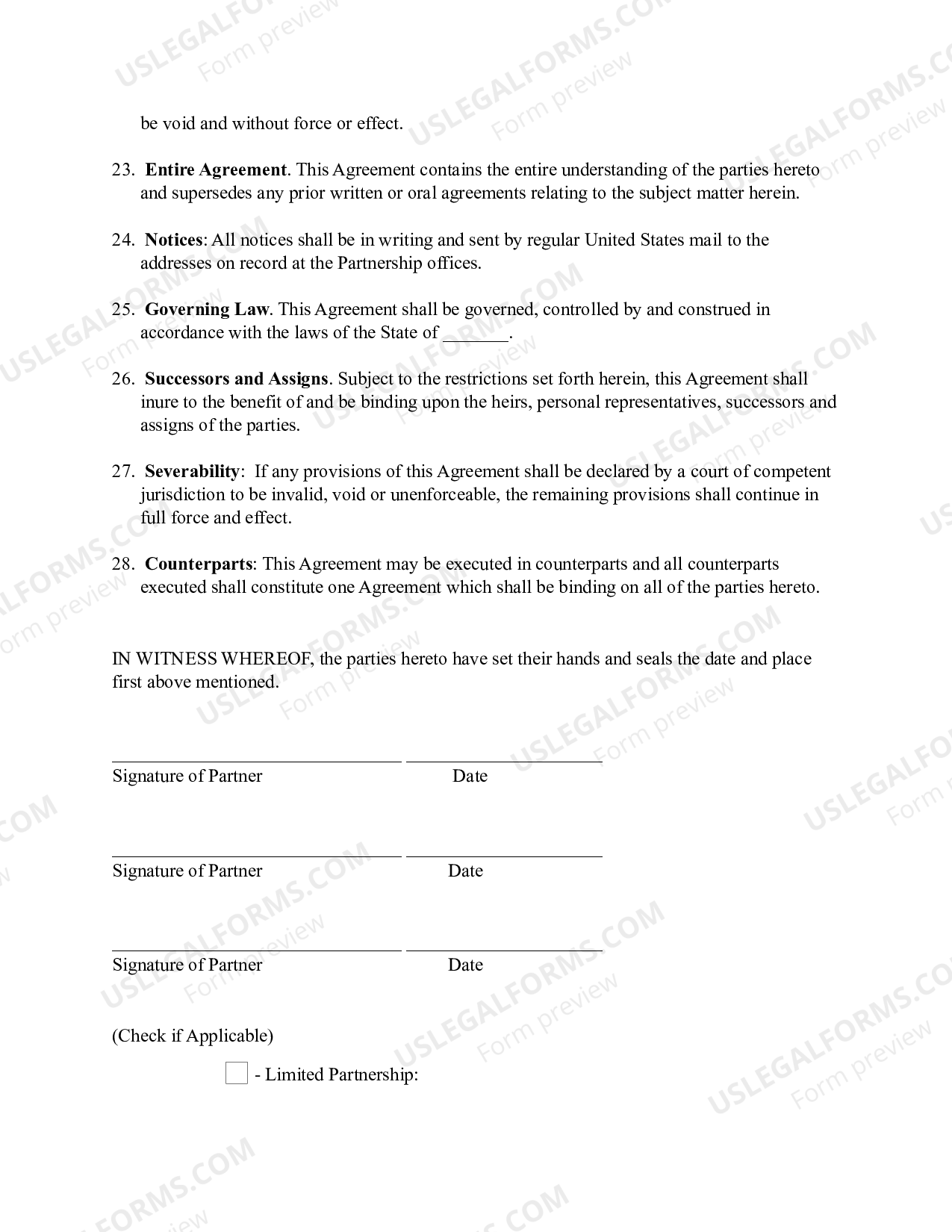 Partnership Agreement | US Legal Forms