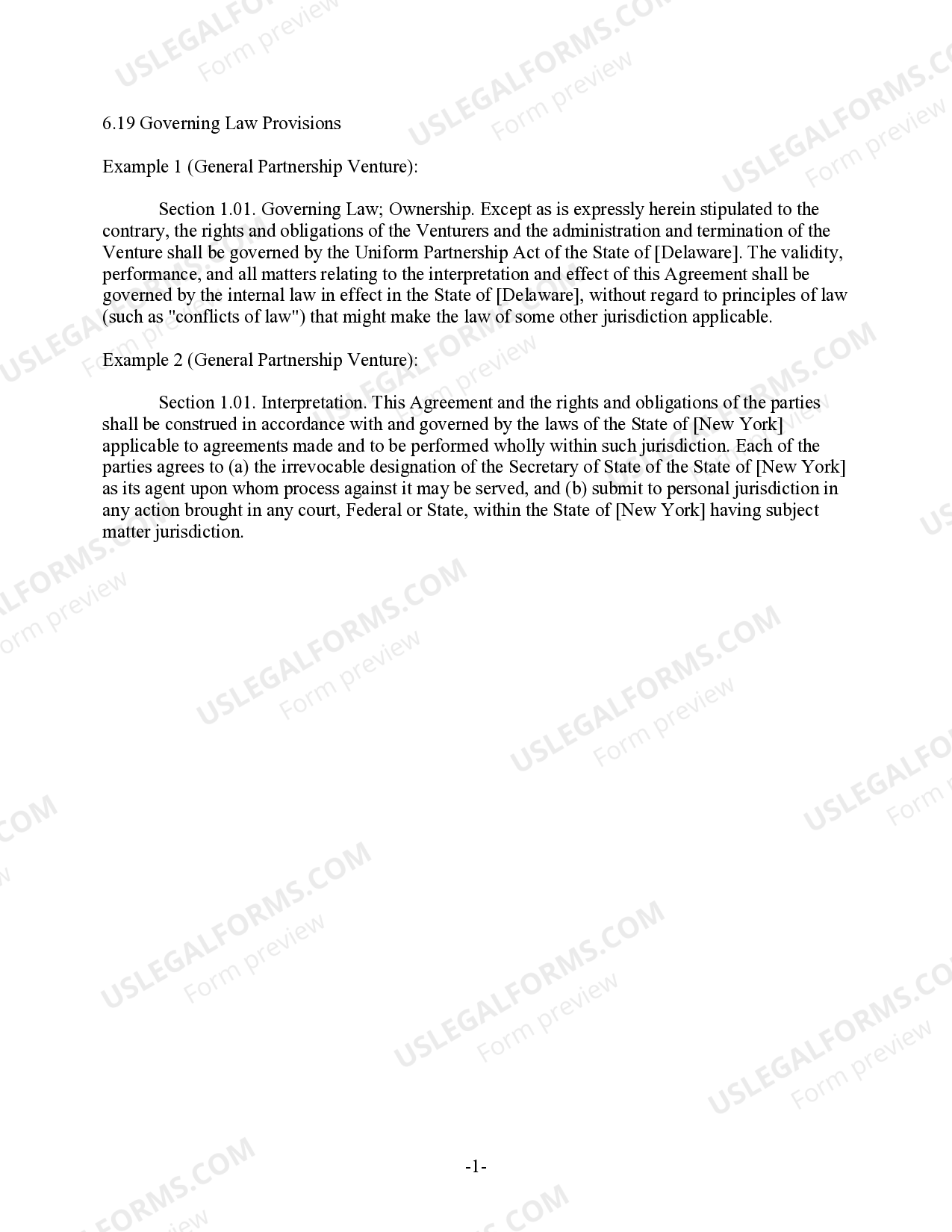 Governing Law Provisions | US Legal Forms