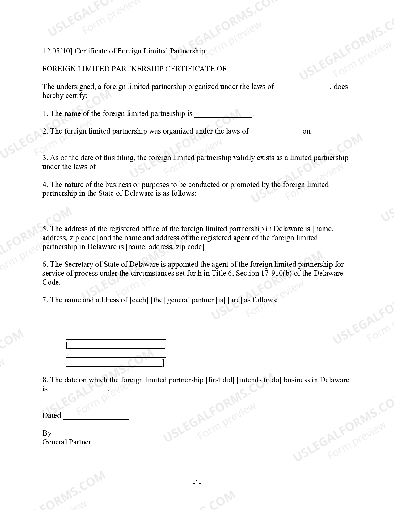 Certificate of Foreign Limited Partnership | US Legal Forms