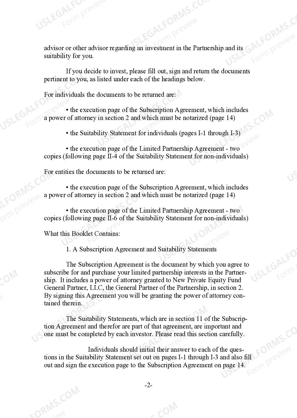 Subscription Agreement Private Equity Without | US Legal Forms