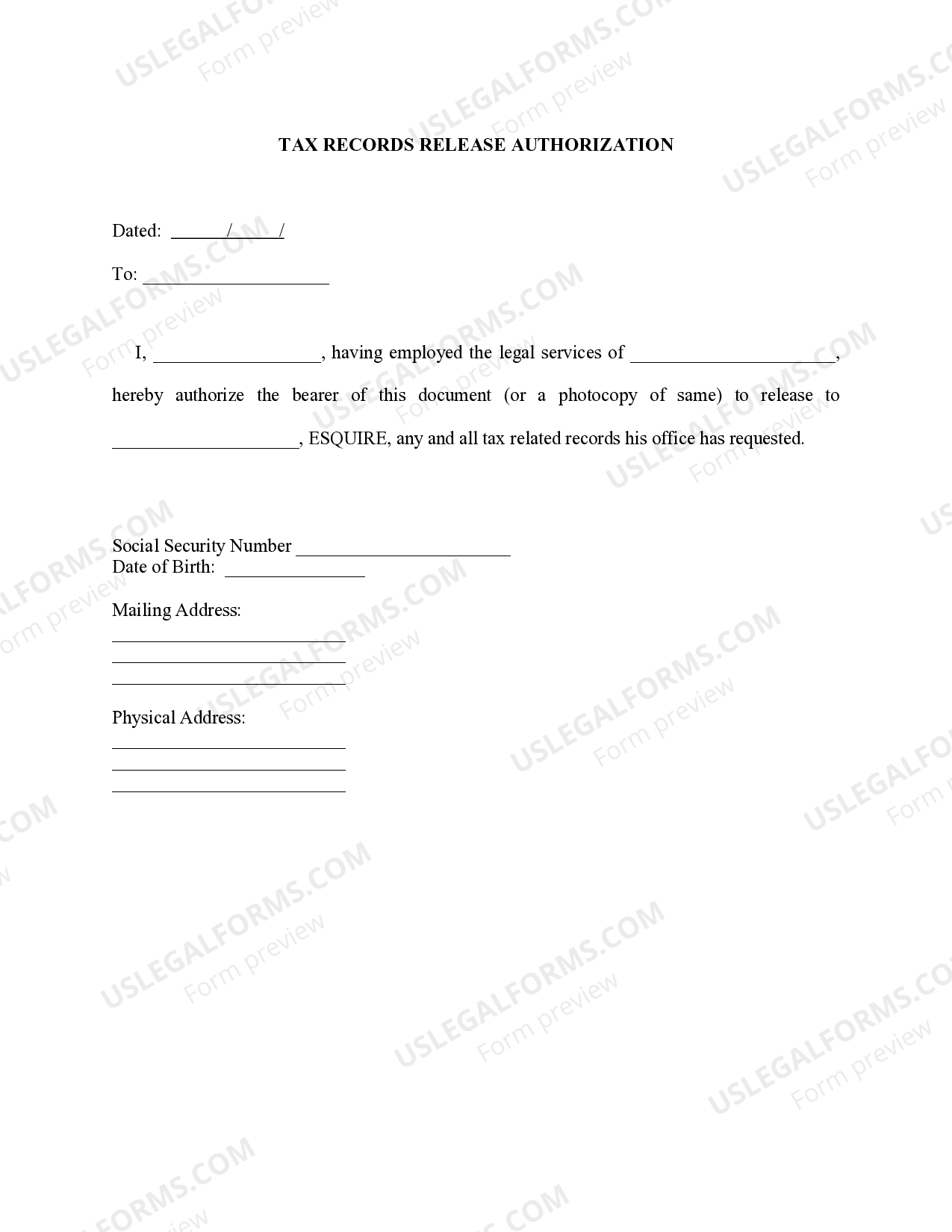 Release For Authorization | US Legal Forms