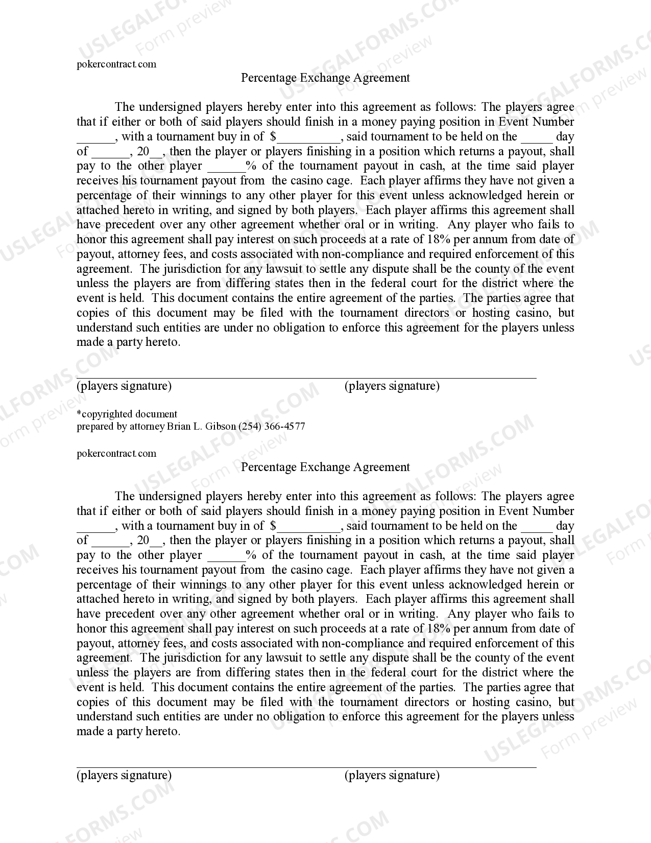 Montana Percentage Exchange Agreement | US Legal Forms