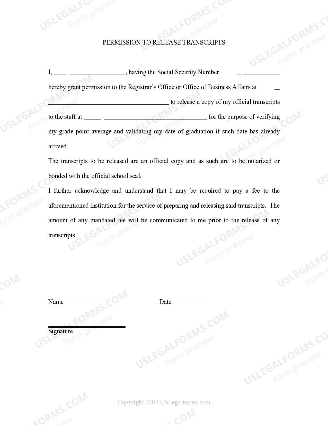 West Virginia Request To Release Transcripts | US Legal Forms