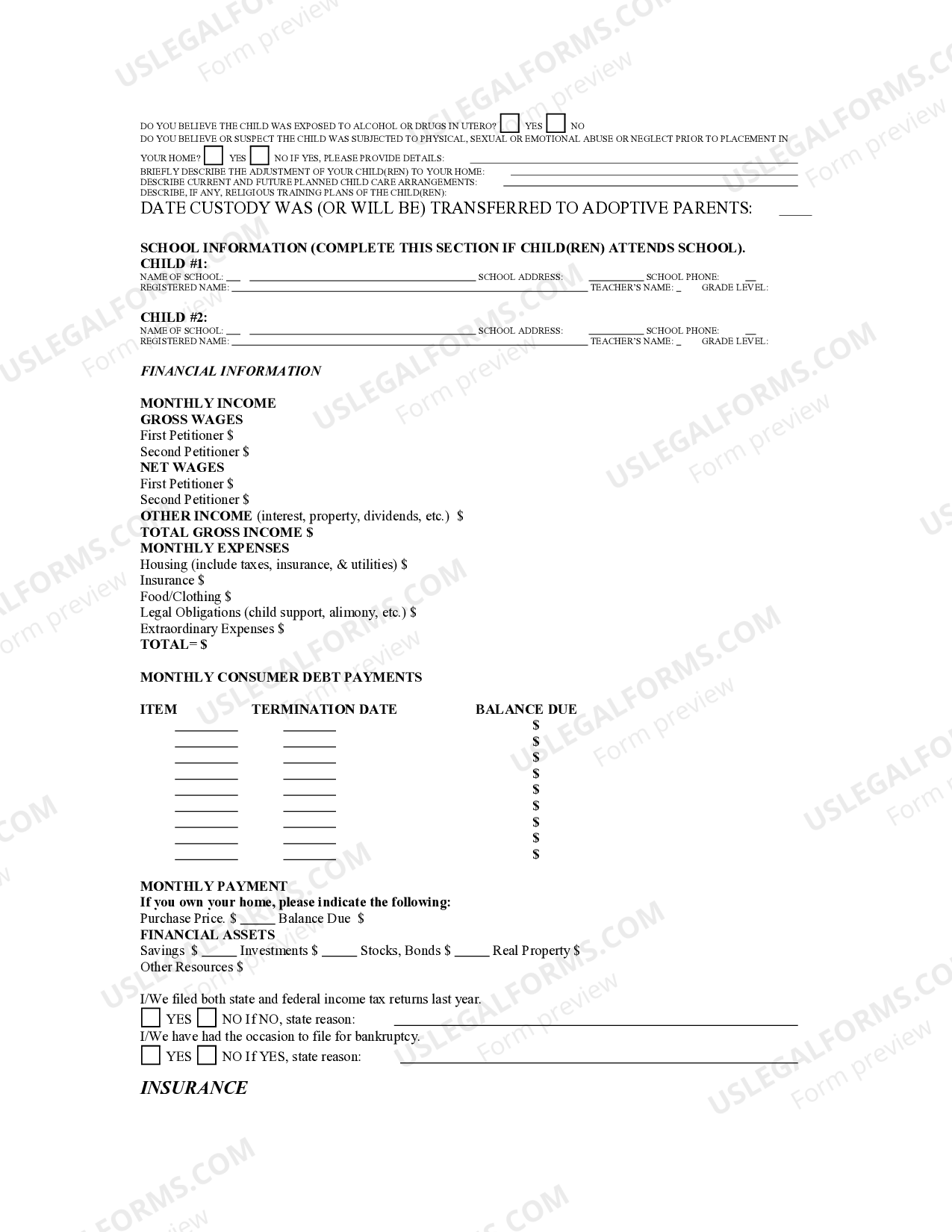 Adoption Questionnaire - Adoption Questionnaire | US Legal Forms