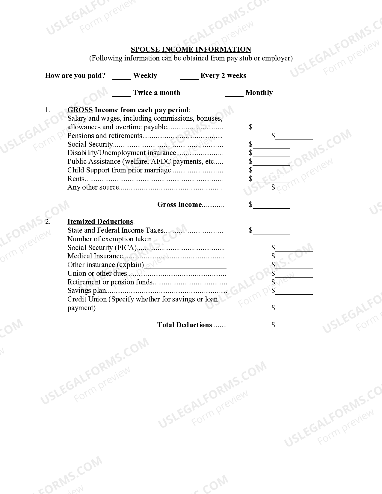 Divorce Client Information Sheet | US Legal Forms