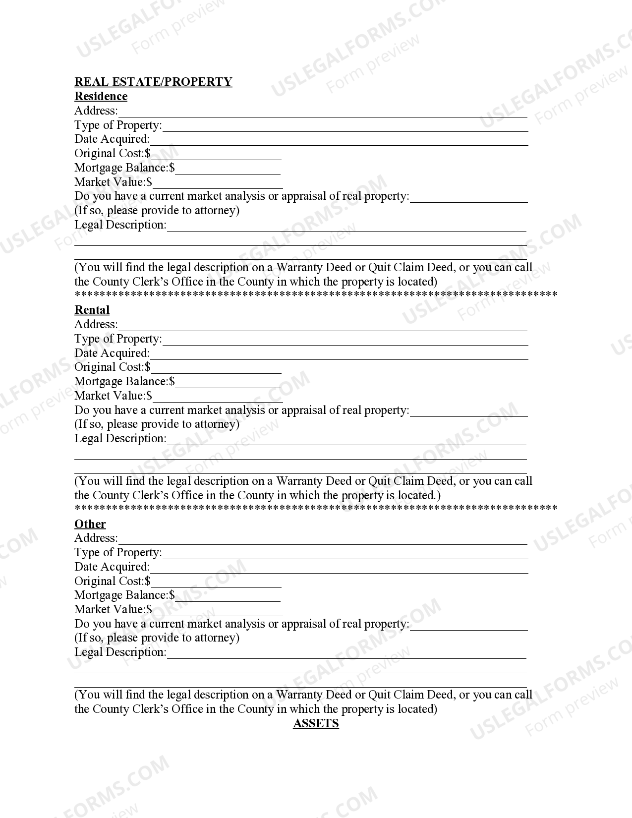 Divorce Client Information Sheet | US Legal Forms