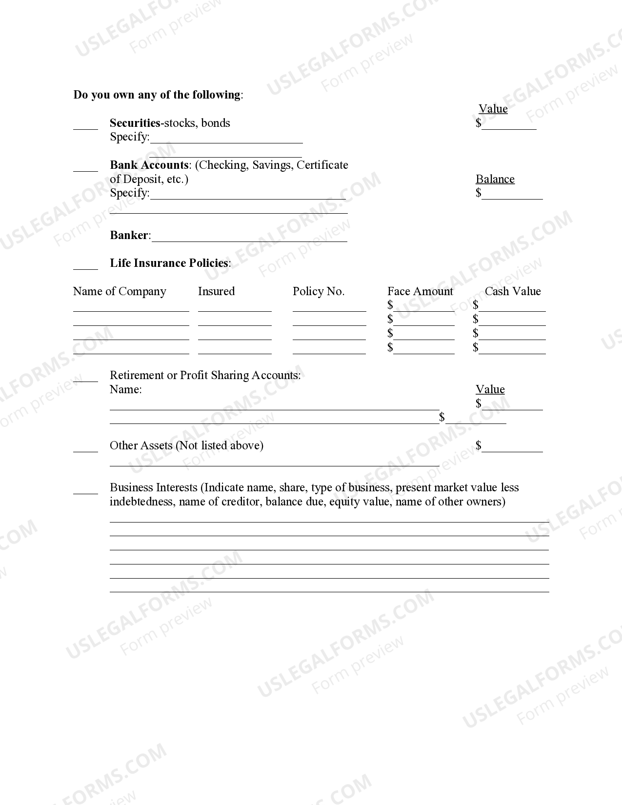 Divorce Client Information Sheet | US Legal Forms