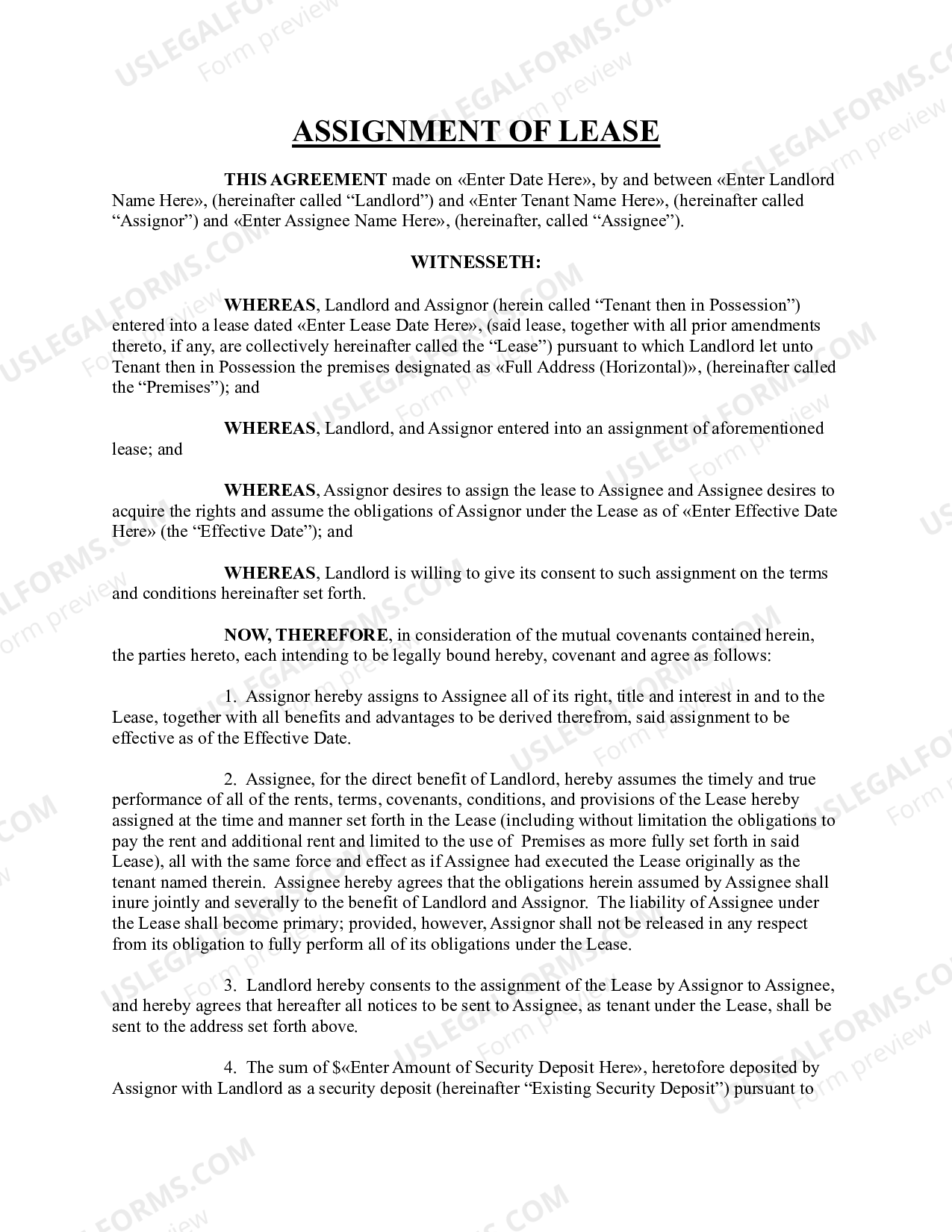 Assignment of Lease | US Legal Forms