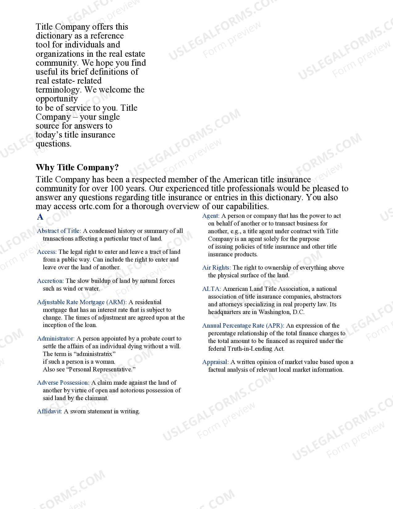 Real Estate Dictionary | US Legal Forms