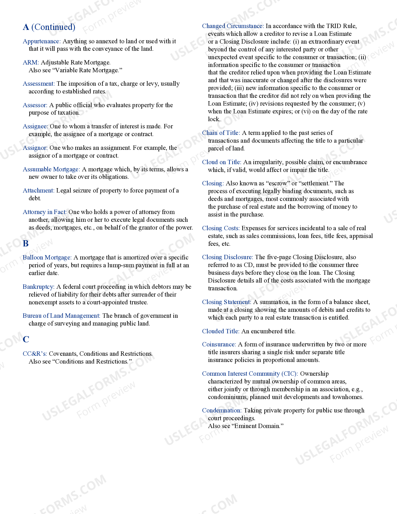 Real Estate Dictionary | US Legal Forms