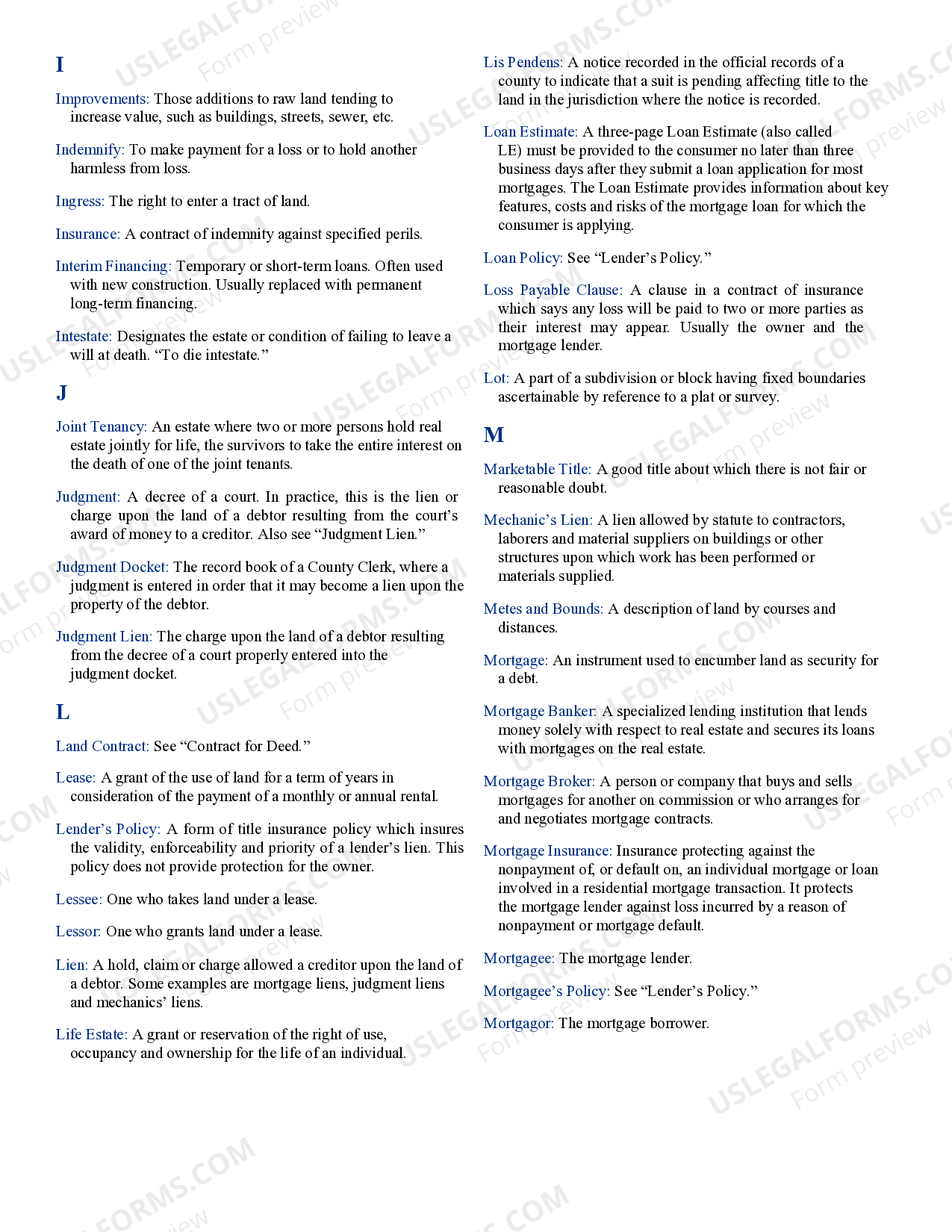 Real Estate Dictionary | US Legal Forms