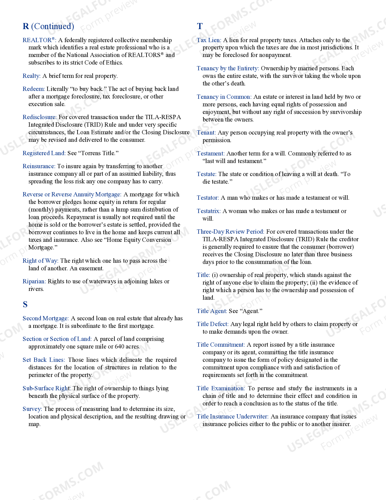 Real Estate Dictionary | US Legal Forms