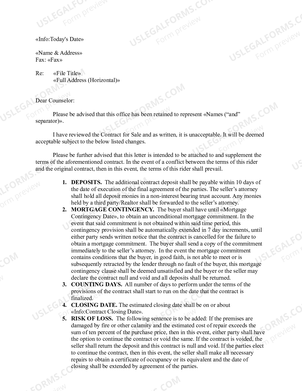 Letter: Buyer's Review to Seller's Attorney | US Legal Forms