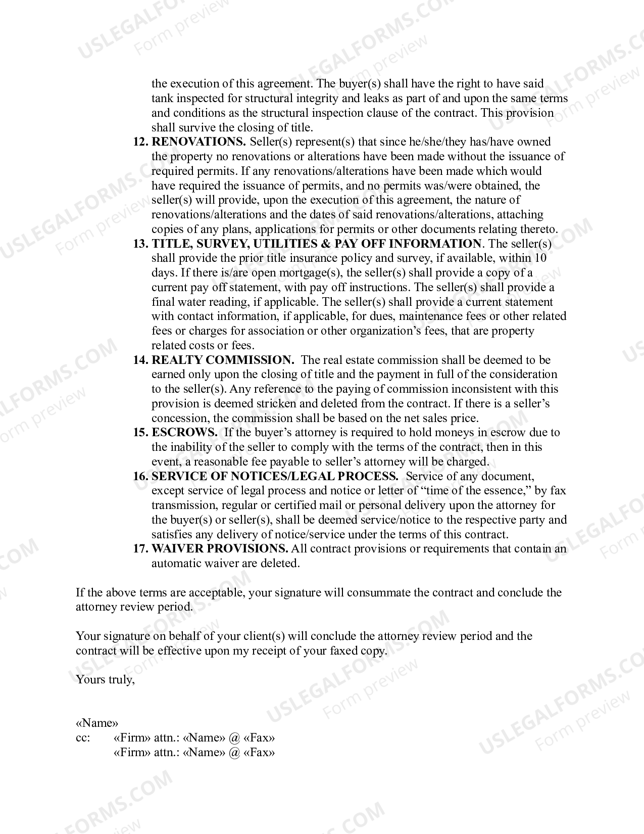 Letter: Buyer's Review to Seller's Attorney | US Legal Forms