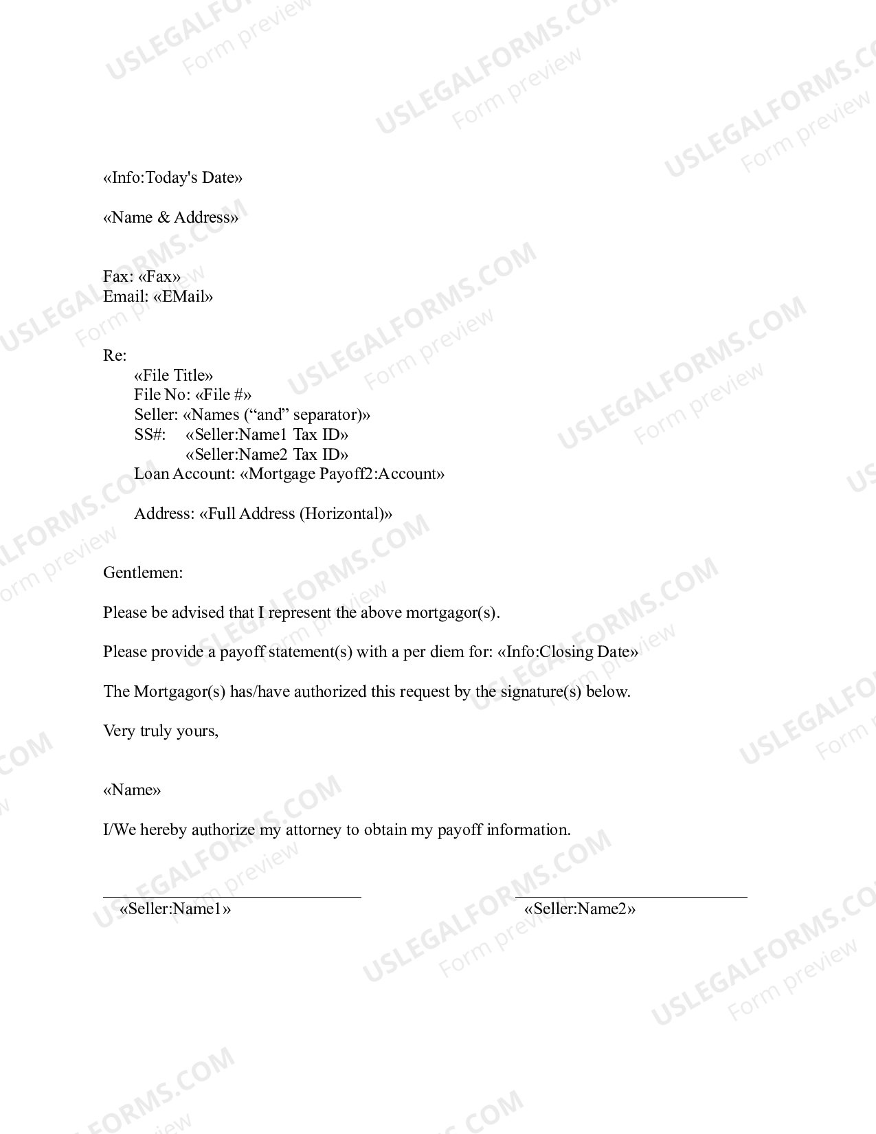 Letter: Mortgage Payoff Request of Second Mortgage | US Legal Forms