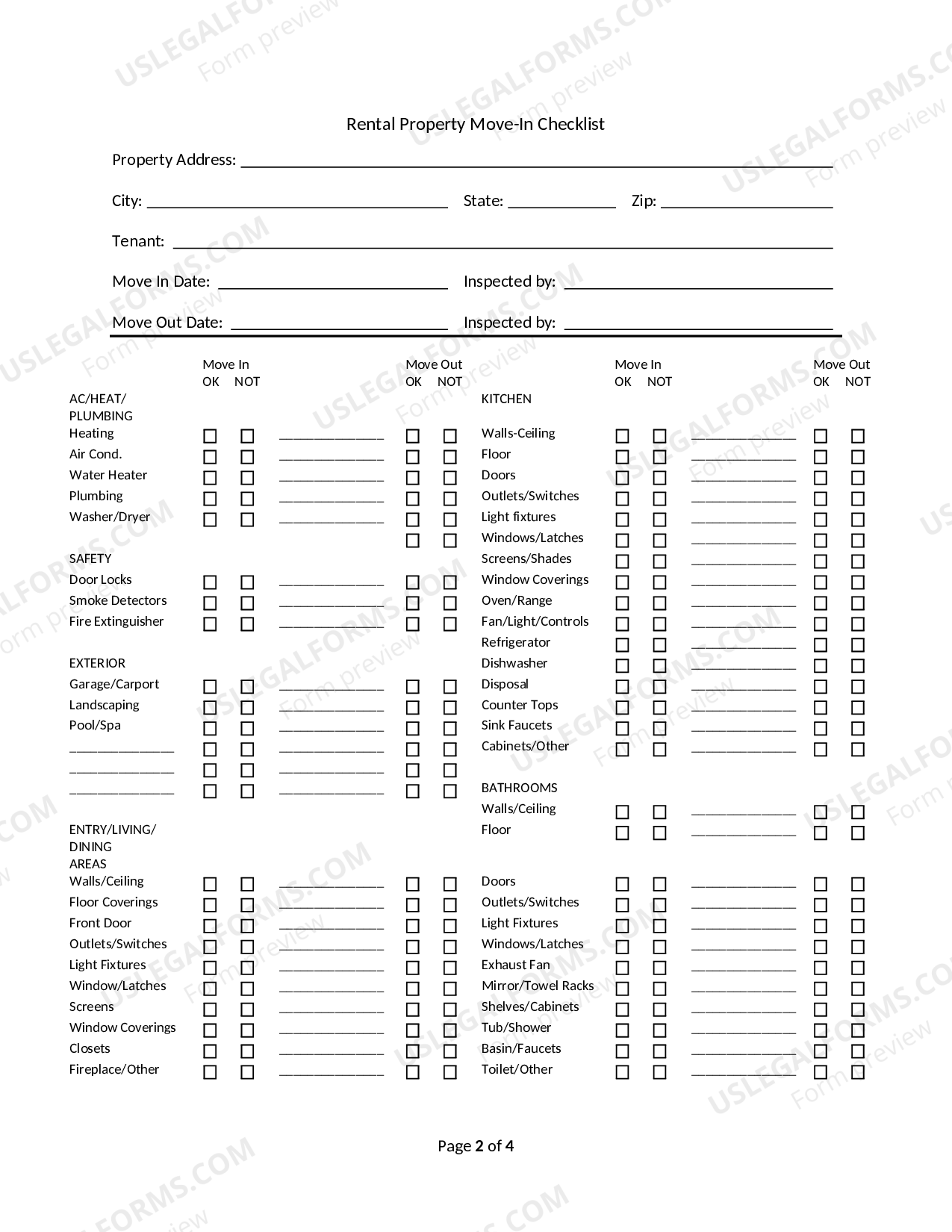 Vacating Inspection Guide | US Legal Forms