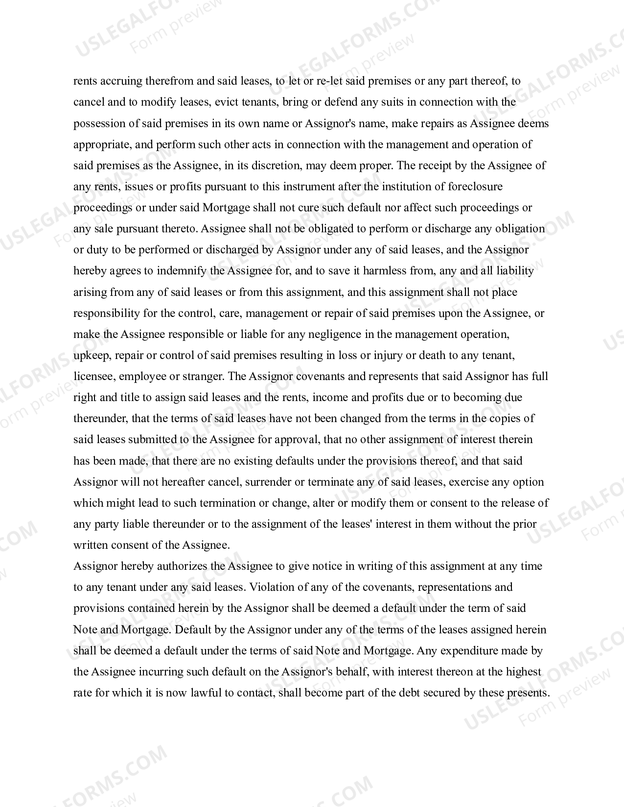 Assignment of Rents and Leases | US Legal Forms