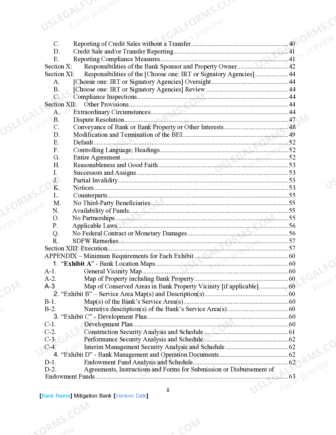 Mitigation Bank Enabling Instrument | US Legal Forms
