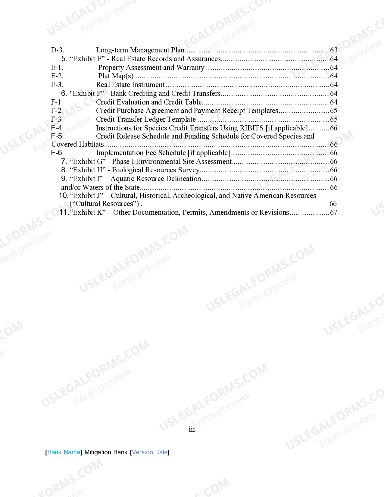 Mitigation Bank Enabling Instrument | US Legal Forms