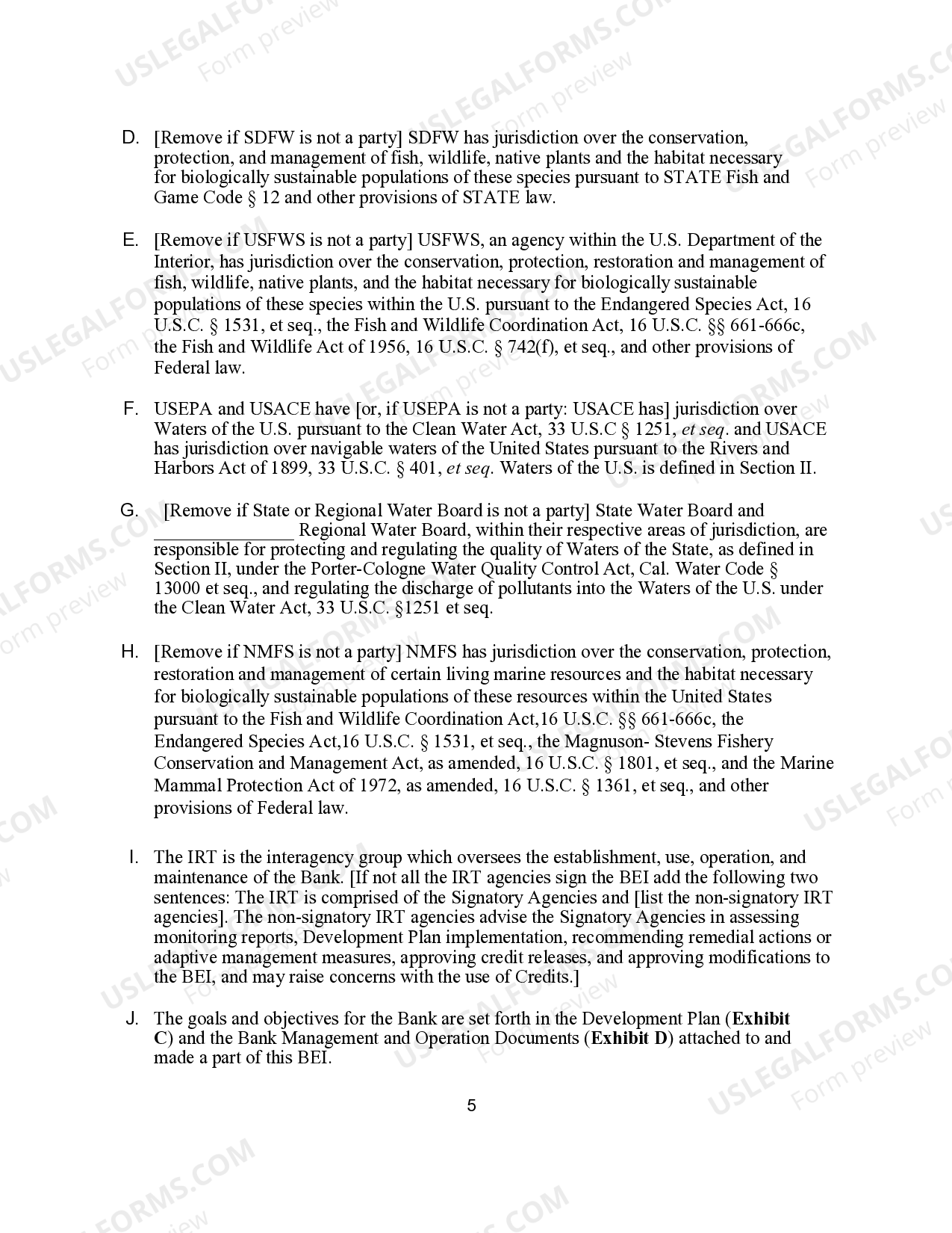Mitigation Bank Enabling Instrument | US Legal Forms