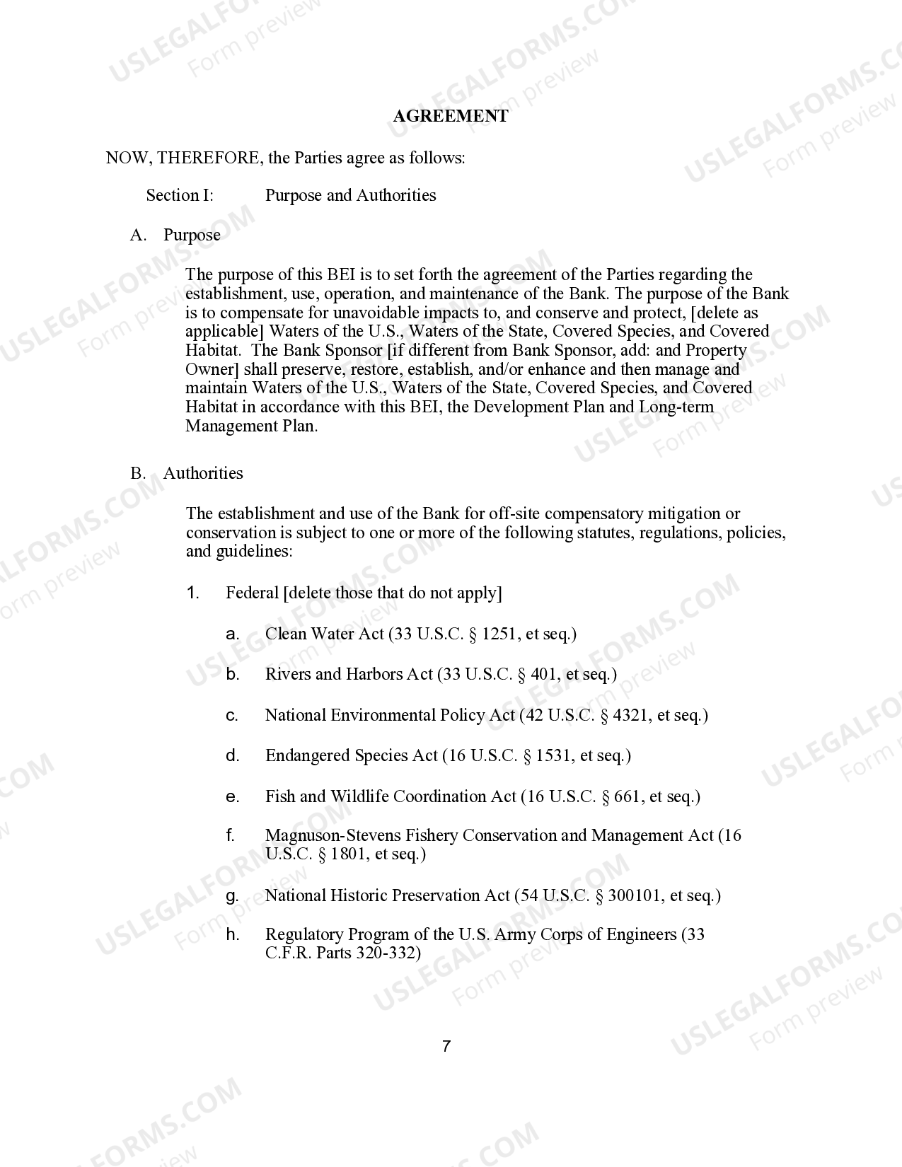 Mitigation Bank Enabling Instrument | US Legal Forms