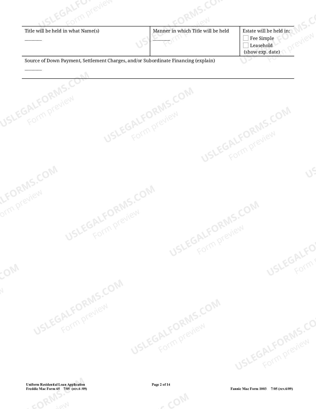 Uniform Residential Loan Application | US Legal Forms