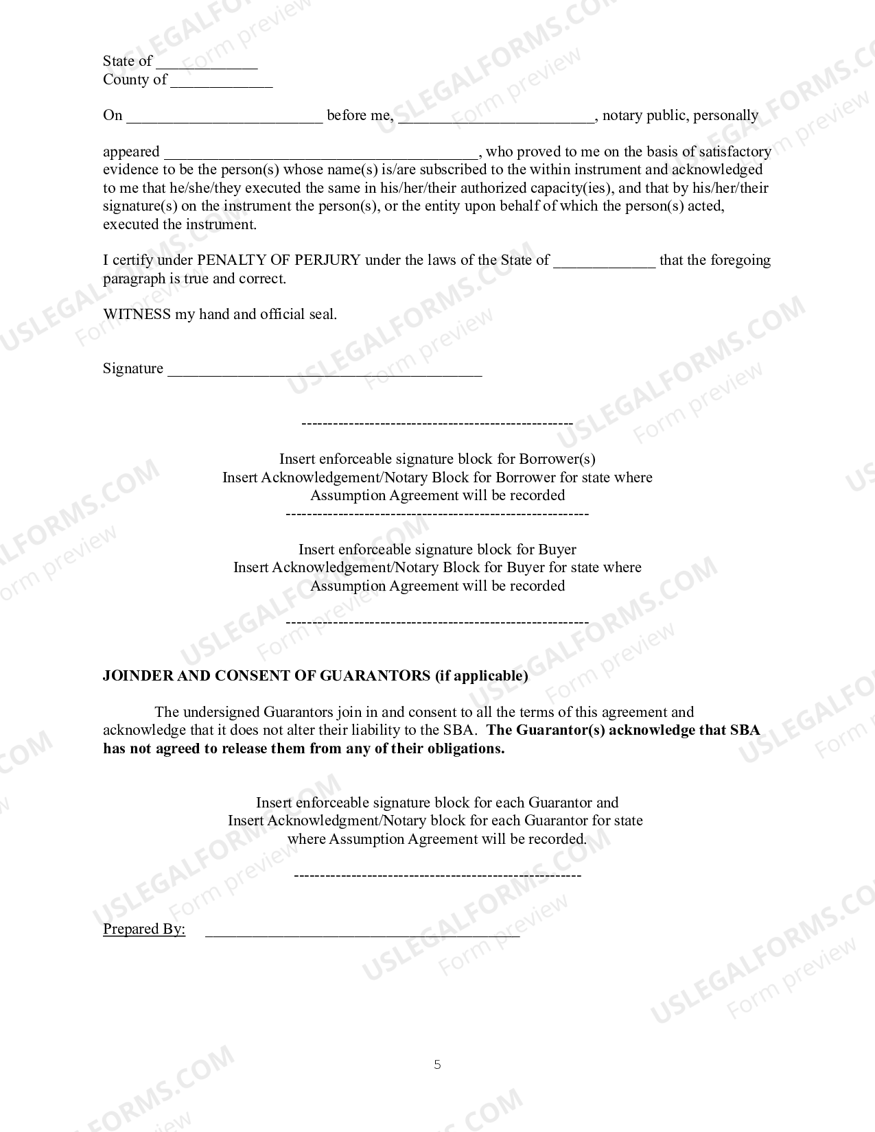 Real Estate Assumption Agreement | US Legal Forms