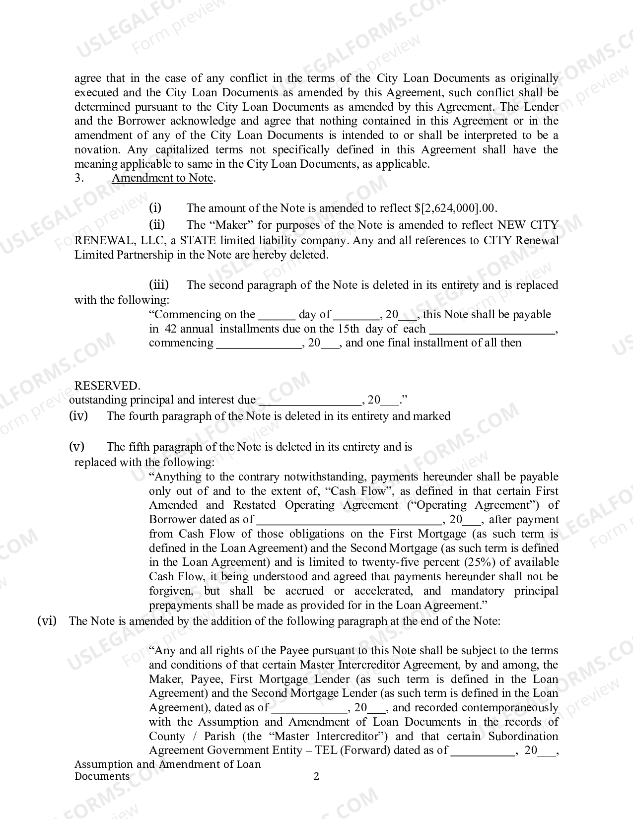 Assumption and Amendment of Loan Documents | US Legal Forms