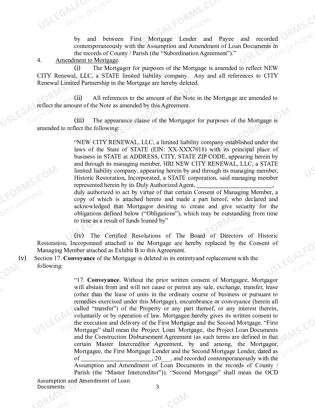 Assumption and Amendment of Loan Documents | US Legal Forms